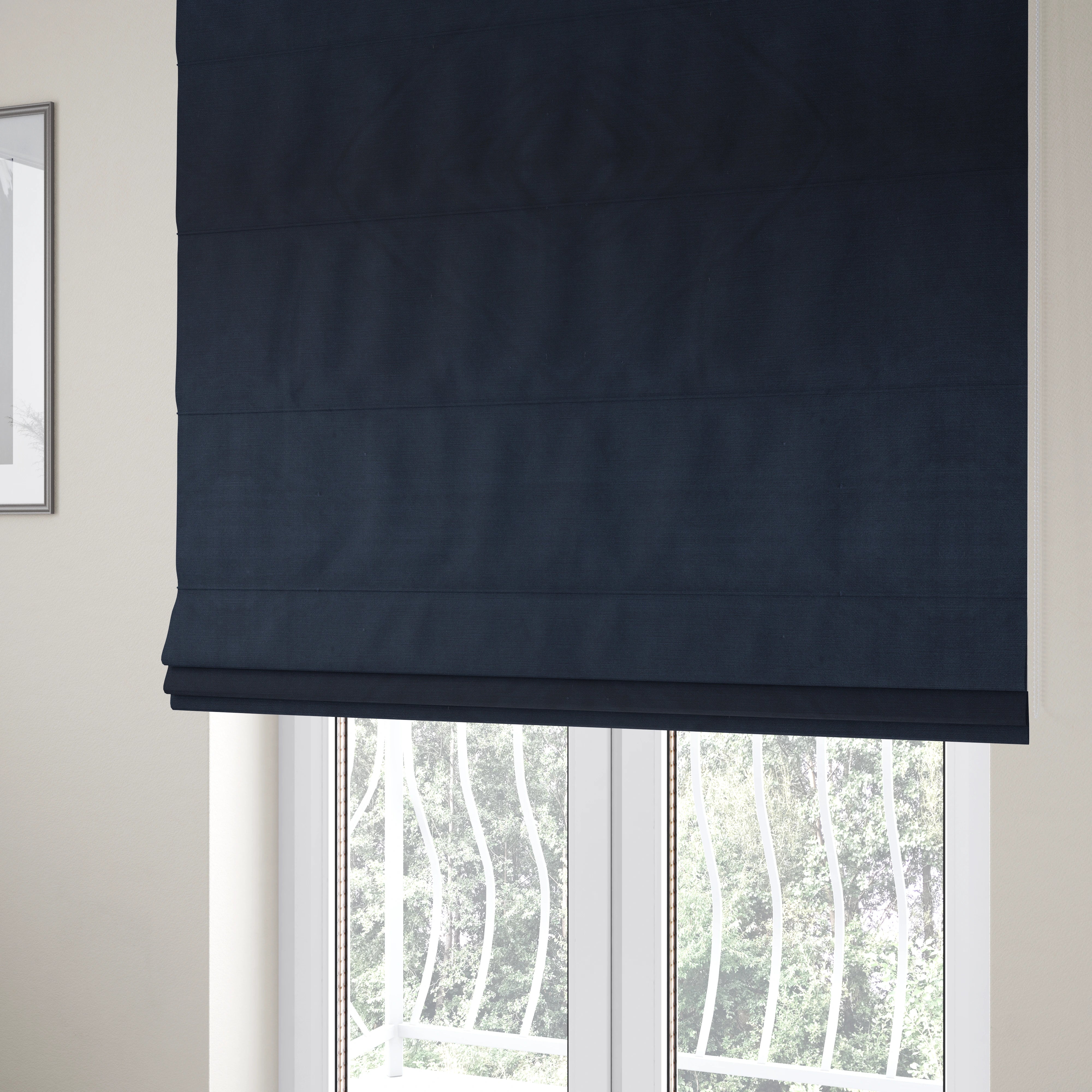 Atlantic Ribbed Textured Plain Cotton Feel Velvet Blue Upholstery Fabric CTR-2564 | Roman Blinds ...