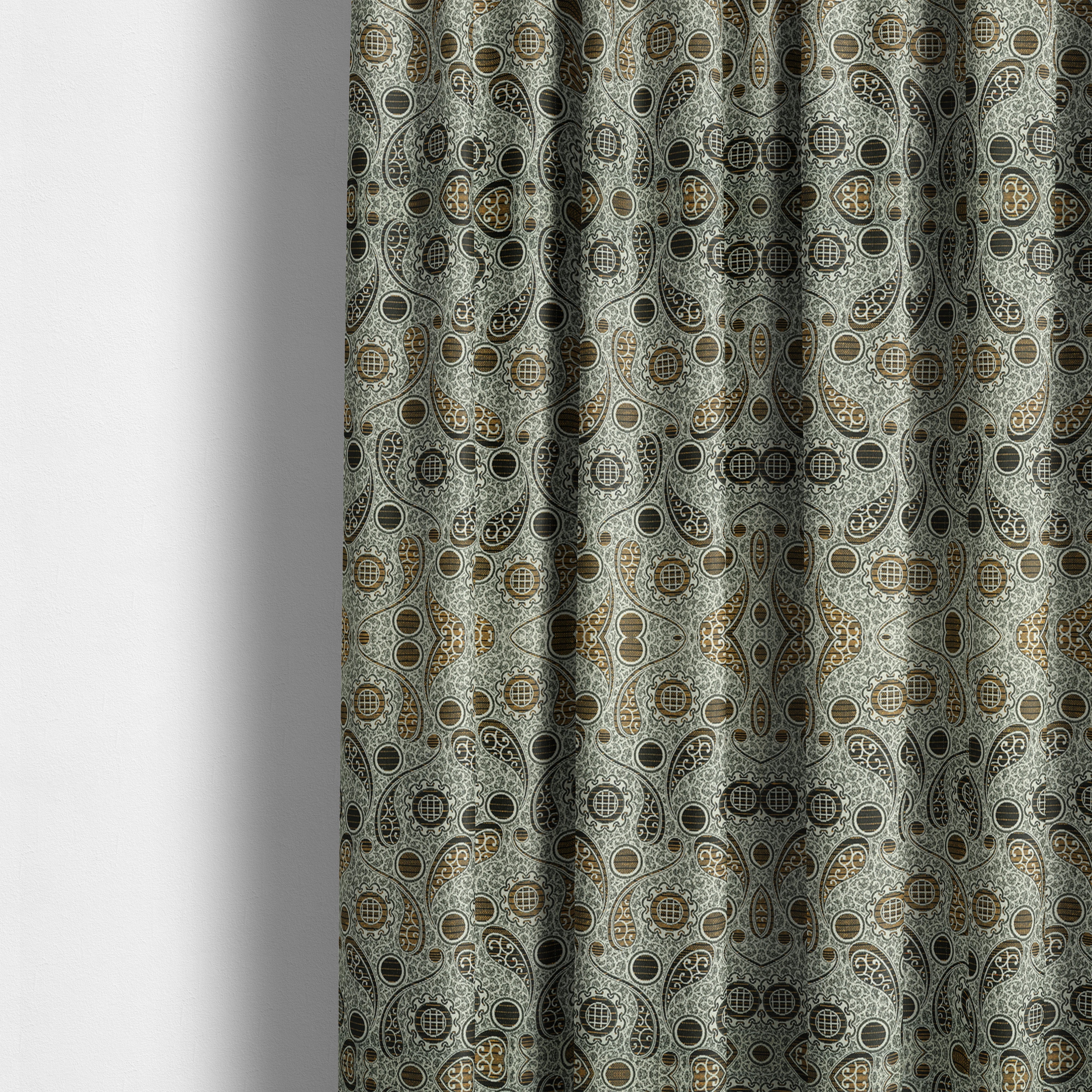 Wasilla Upholstery Furnishing Pattern Fabrics Paisley Damask In Yellow ...
