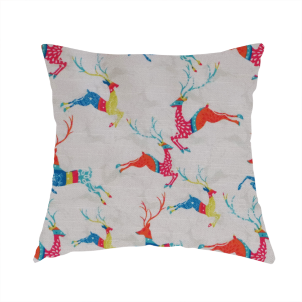 Reindeer Galloping Multicoloured Furnishing Fabric DP-25 - Handmade Cu ...
