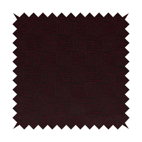 Noah Burgundy Colour Gingham Stripe Pattern Upholstery Fabrics CTR-109 ...